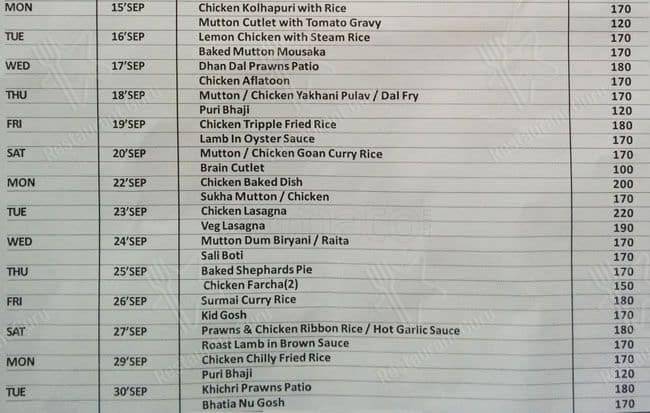 Menu at Café 792, Mumbai