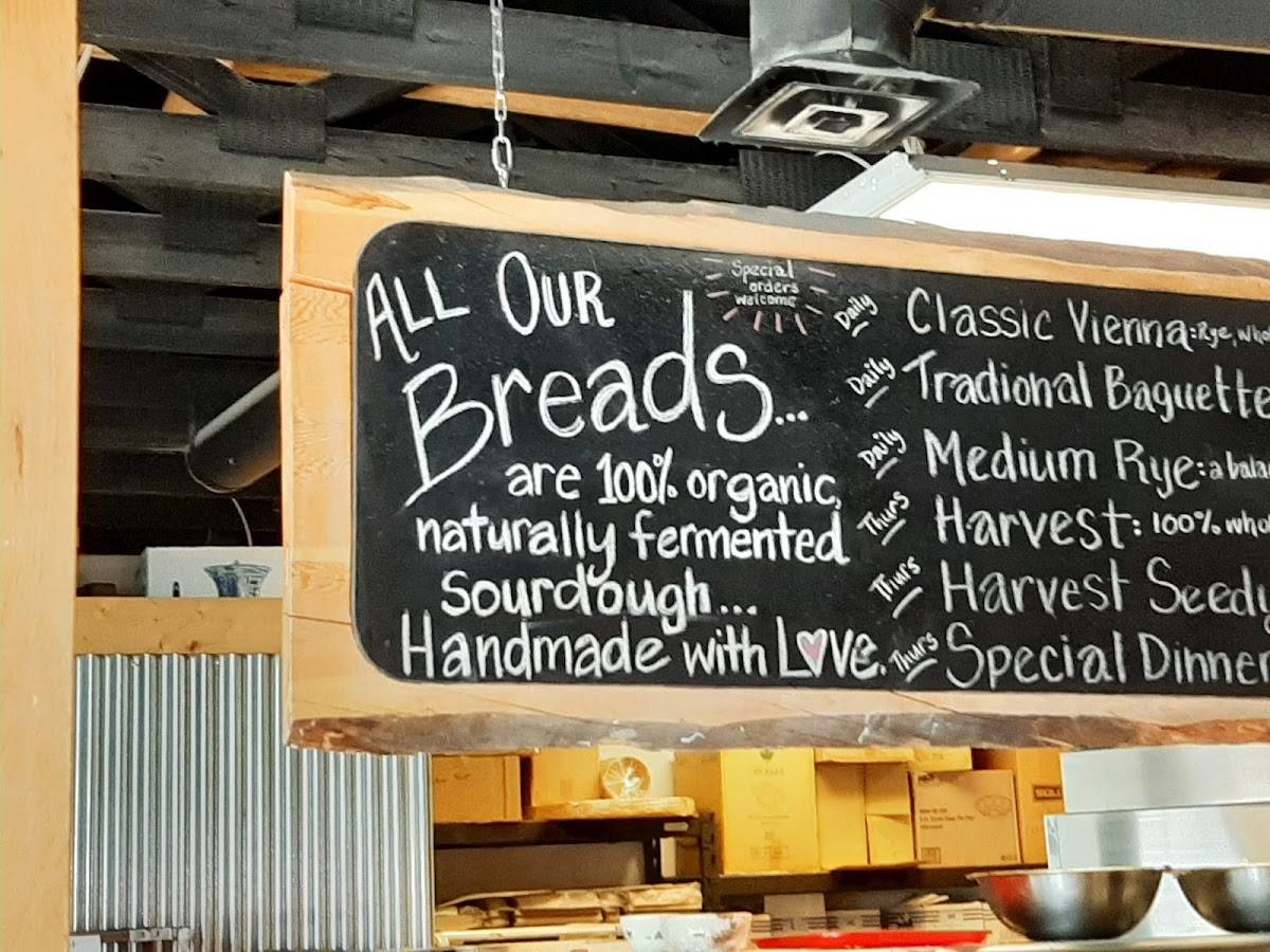 Menu at Abundance Artisan Bakery, Lillooet