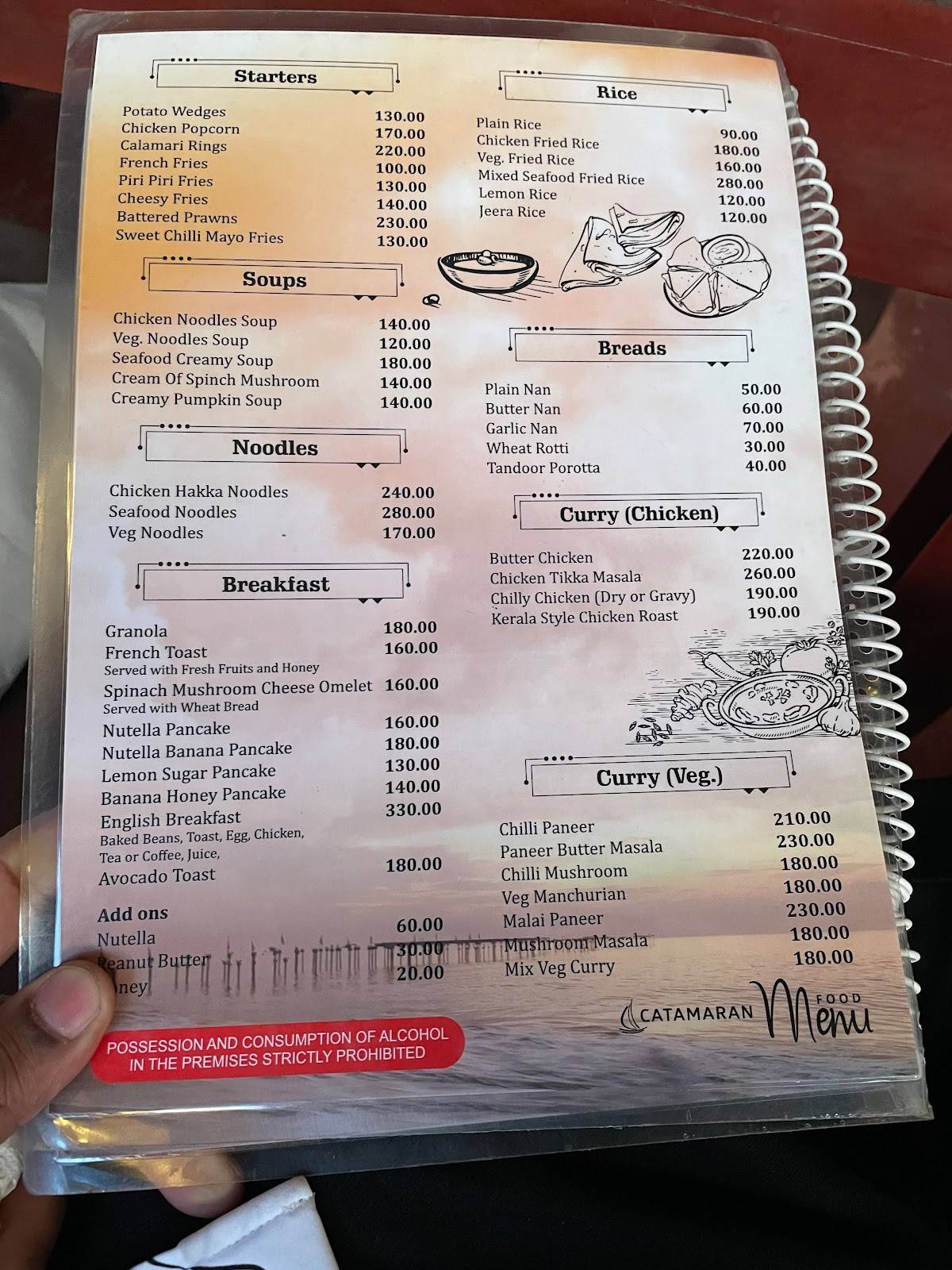 Menu at Cafe Catamaran, Alappuzha, Canal Ward