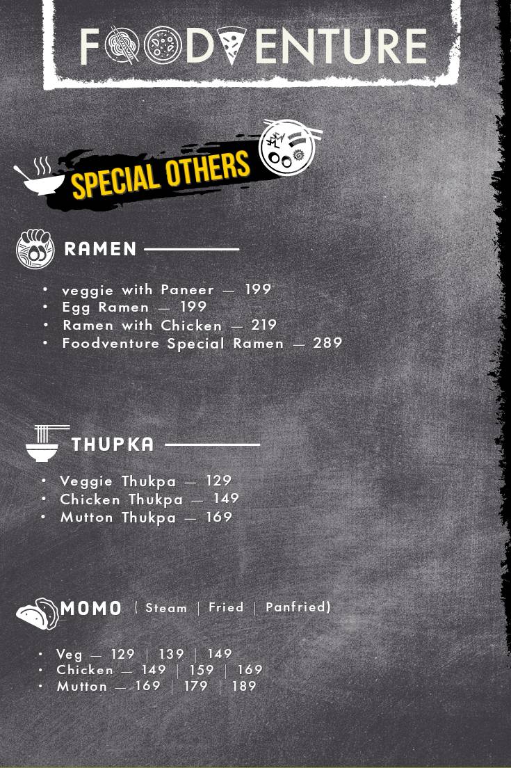 Menu at Food Venture, Manali