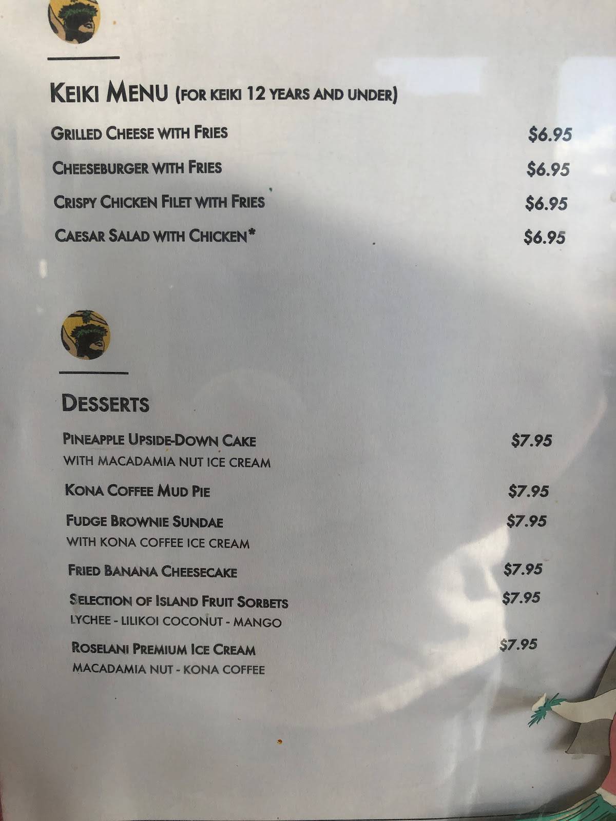 Menu at Cafe O'Lei Kihei, Kihei