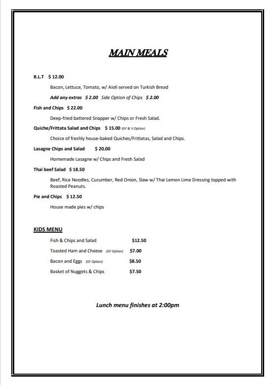 Menu at Orchard Cafe Donnybrook, Donnybrook