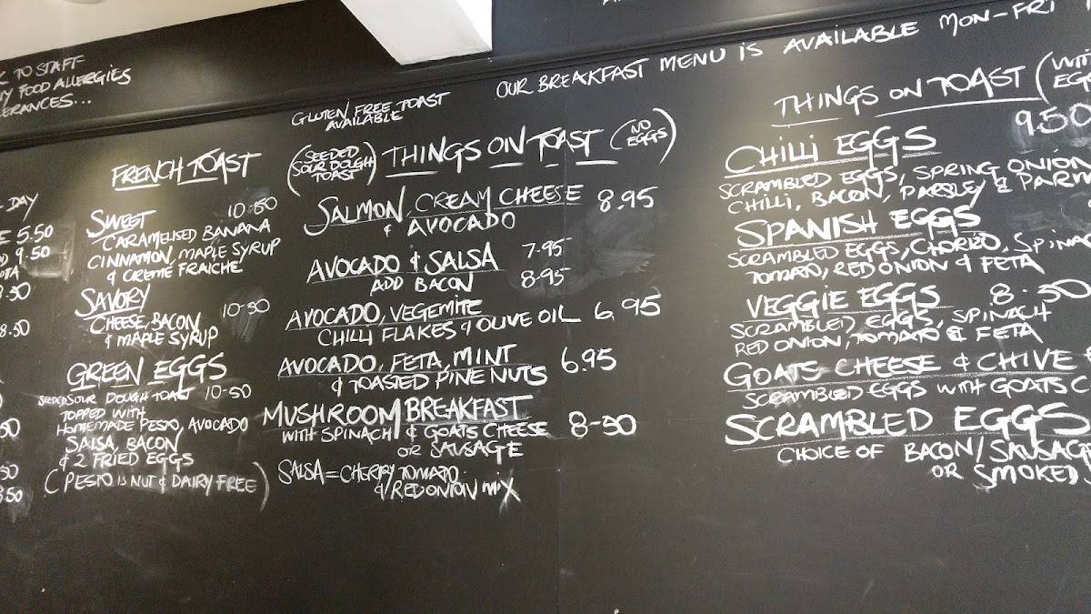 Menu at Pimlico Fresh cafe, London, 86-87 Wilton Rd