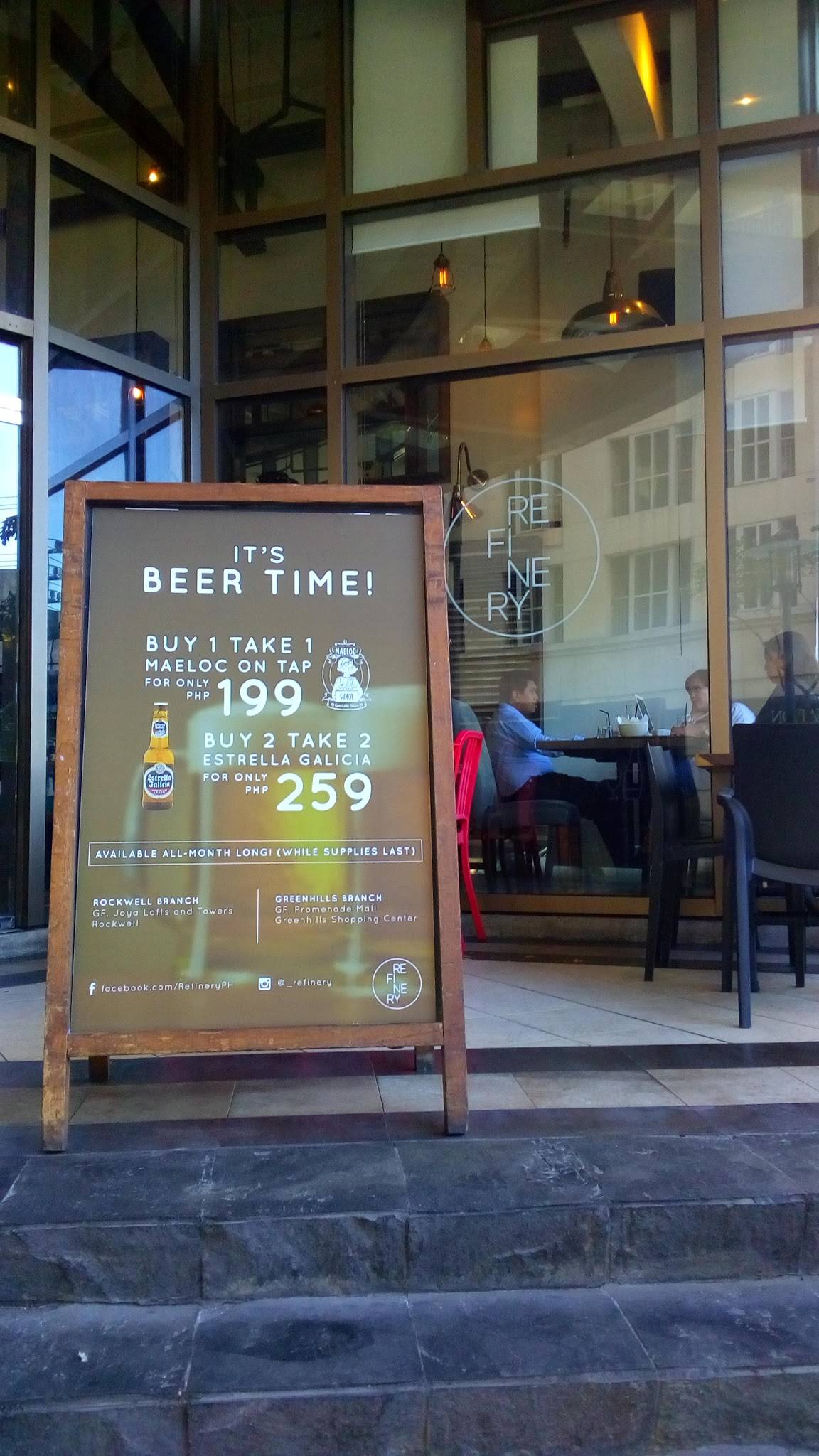 Menu at Refinery cafe, Makati, Joya Tower