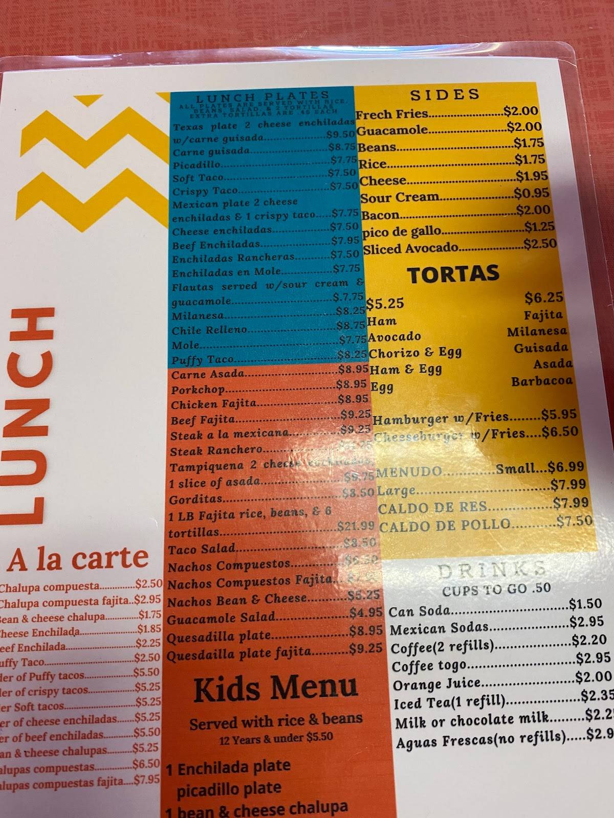 Menu at Cafe San Luis, San Antonio, Evers Rd