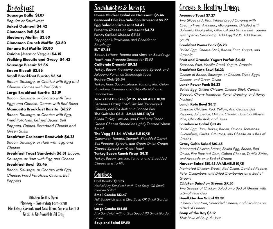 Menu at Stay Grounded Coffee Cafe, Bonham