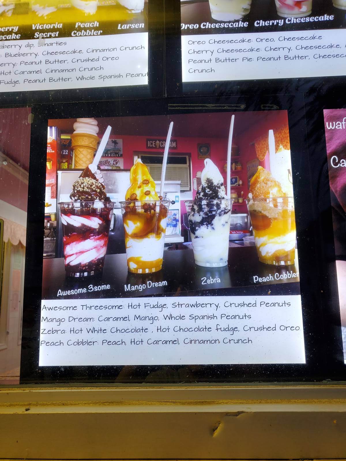 Menu at Sub Zero Ice Cream cafe, Winnipeg