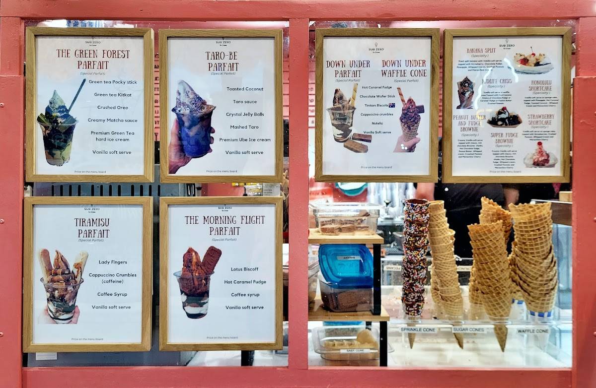 Menu at Sub Zero Ice Cream cafe, Winnipeg
