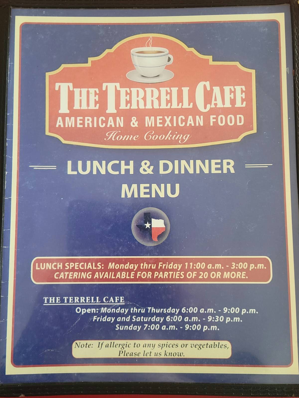 Menu at Terrell Cafe, Terrell, 801 E Moore Ave