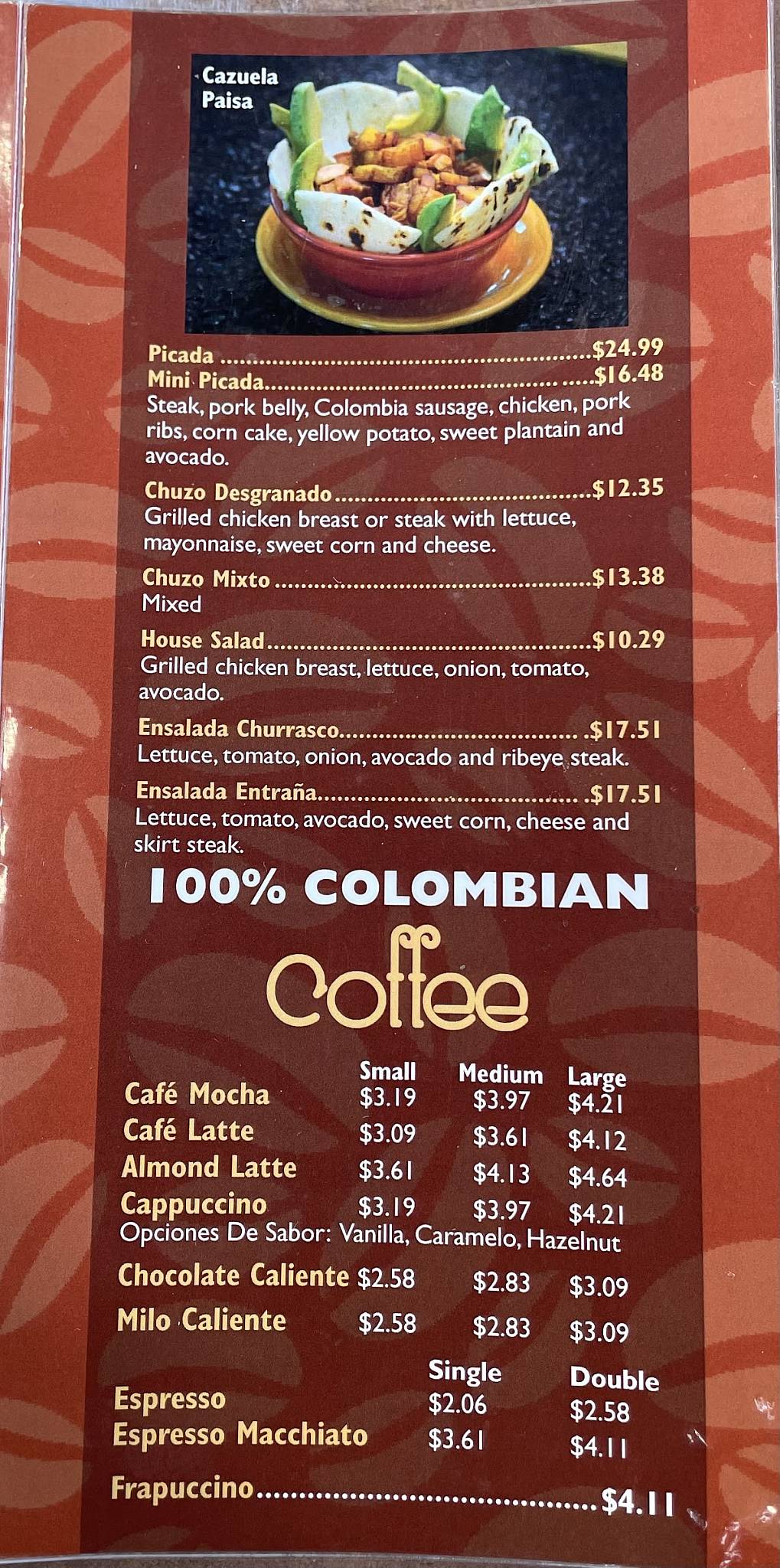 Menu at Cafe & Sabor Bakery & Restaurant, Richmond