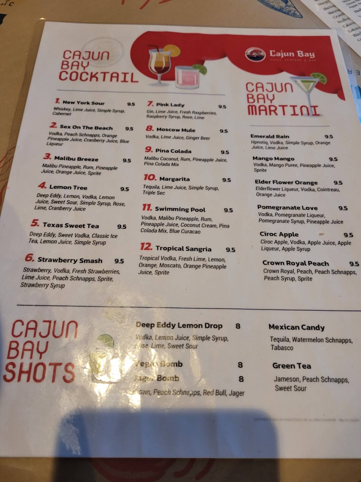 Menu at Cajun Bay Seafood & Bar, Forney