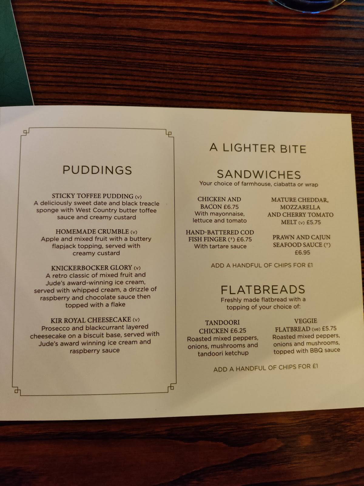 Menu at The Six Bells pub & bar, Cambridge, 9 High St