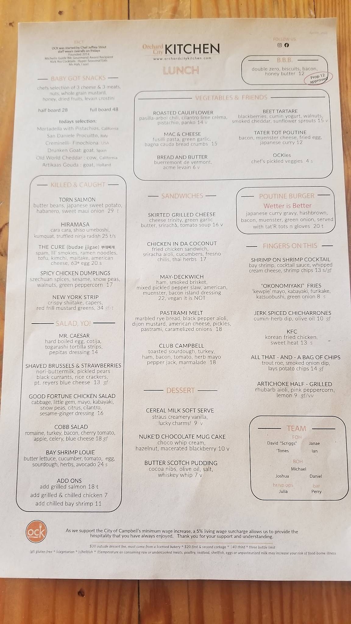 Menu at Orchard City Kitchen pub & bar, Campbell