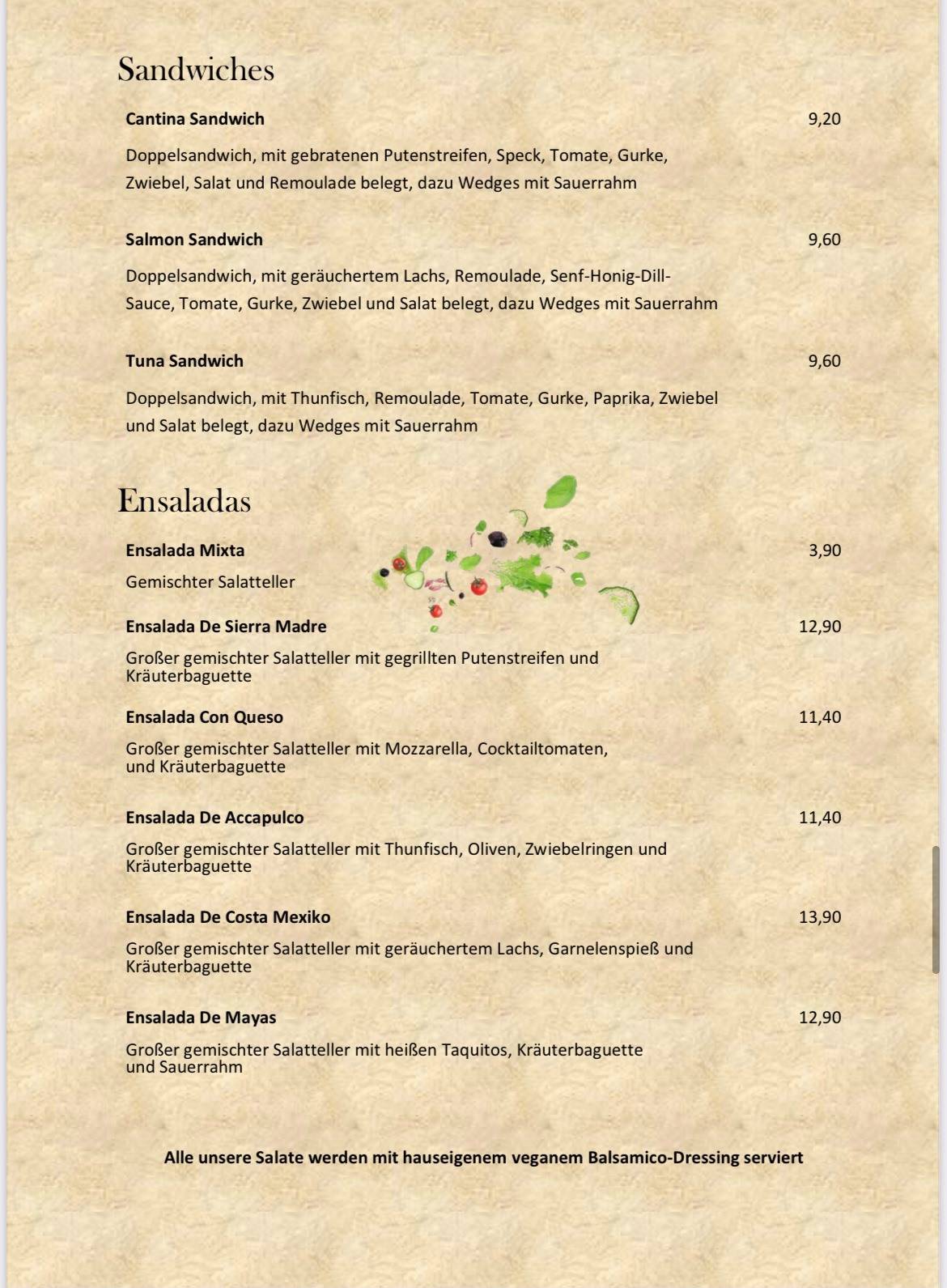 Speisekarte von Cantina Charlotta restaurant, Kaufering