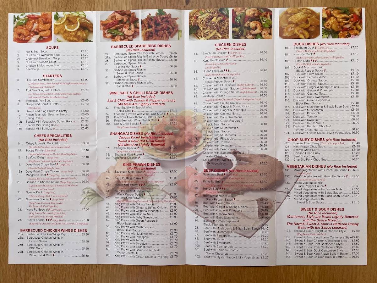 Menu at Cantonese Express fast food, Walsall