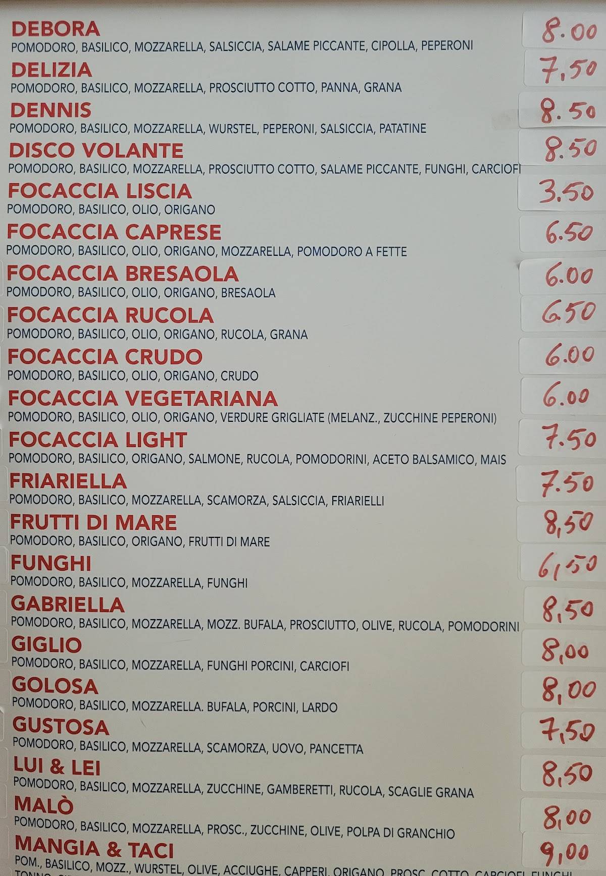 Menu da Capriccio di Gola pizzeria, Lainate