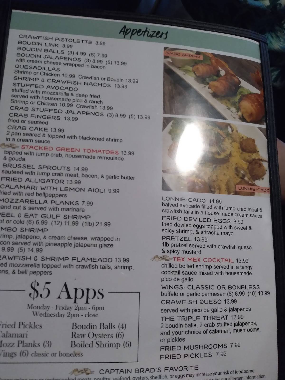 Menu at Captain Brad's Coastal Kitchen pub & bar, Tomball