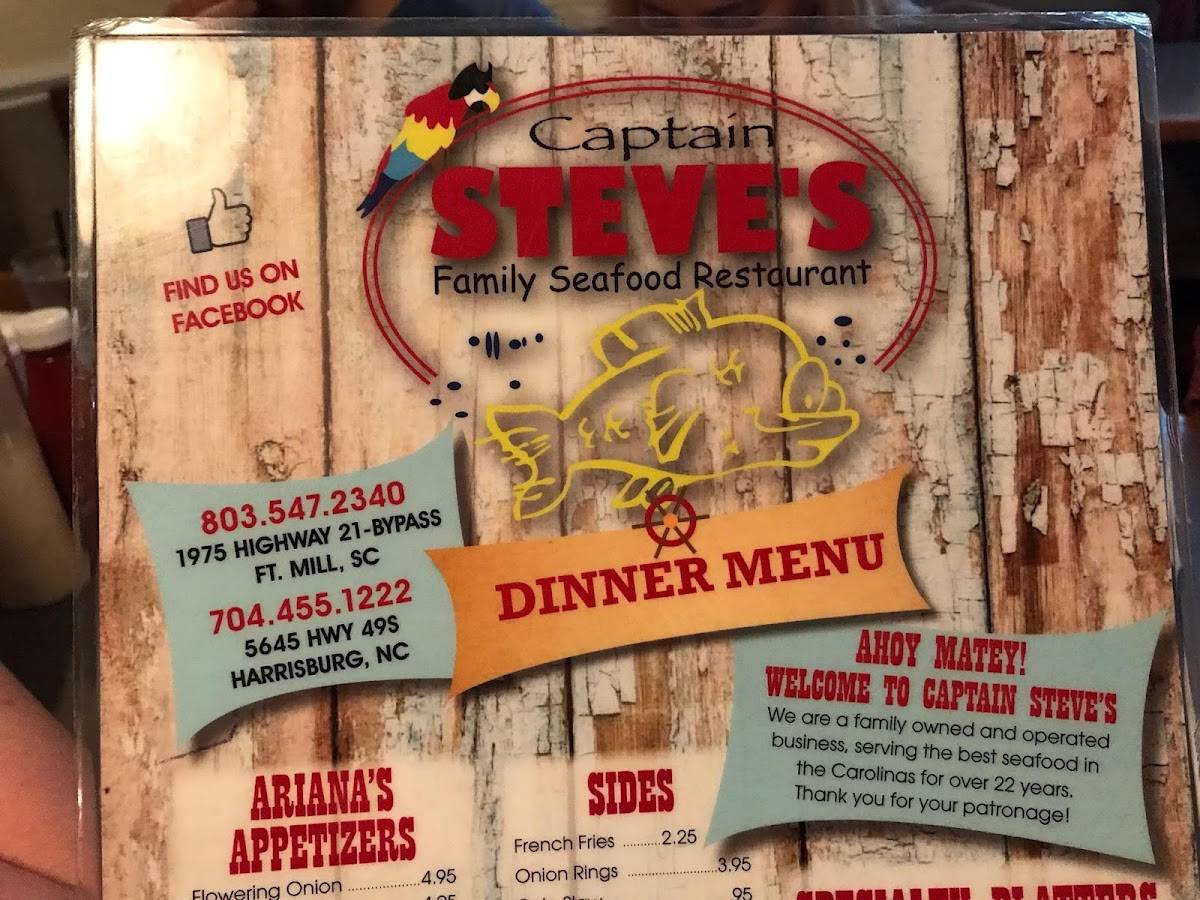 Menu at Captain Steve's Family Seafood Restaurant in Fort Mill, SC ...
