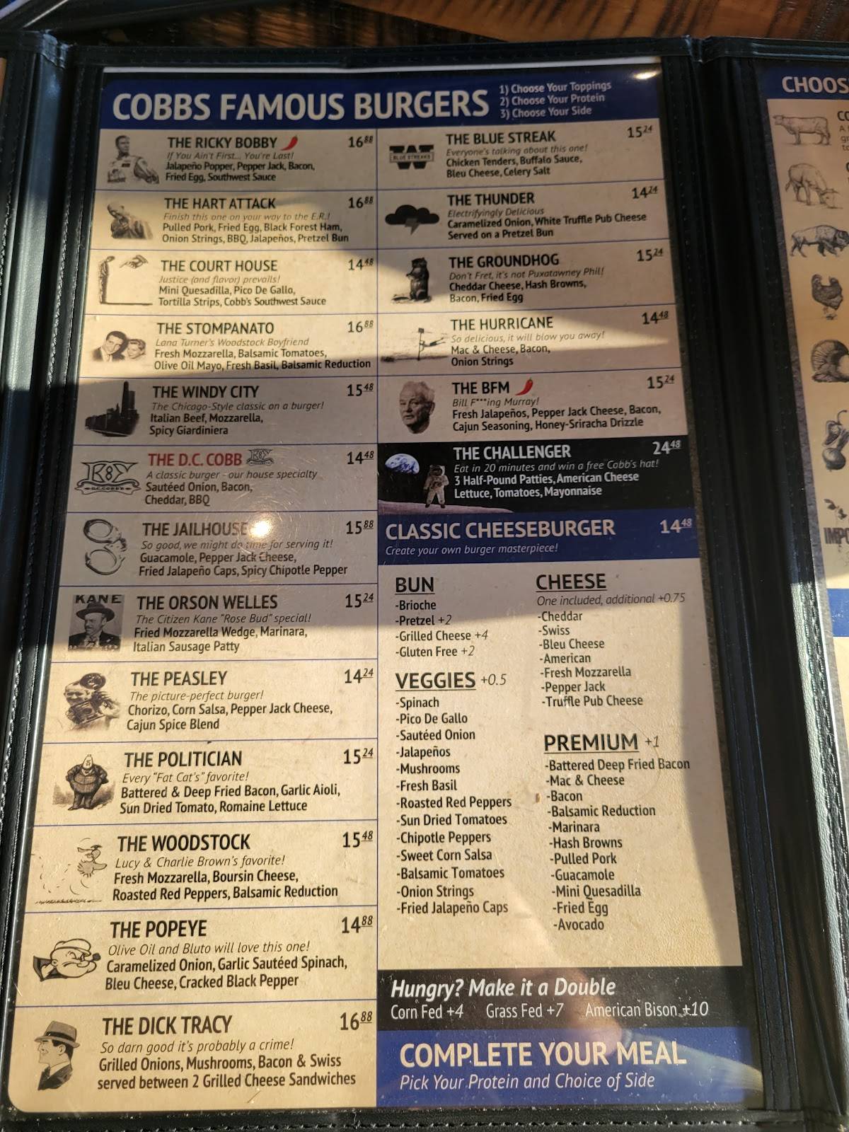 Menu at D.C. Cobb's East Dundee pub & bar, East Dundee