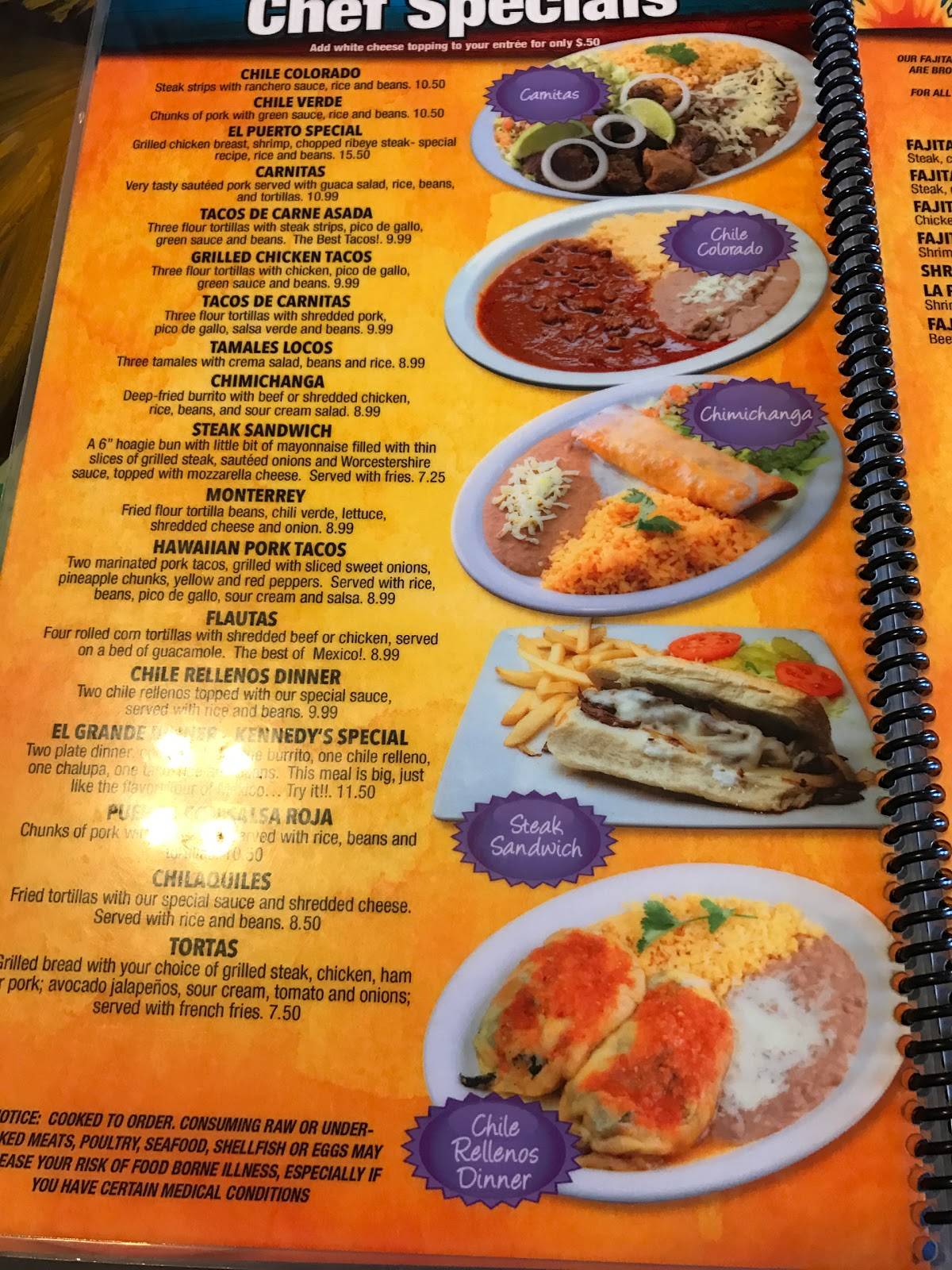 Menu at Casa Fiesta Mexican Restaurant, Newton