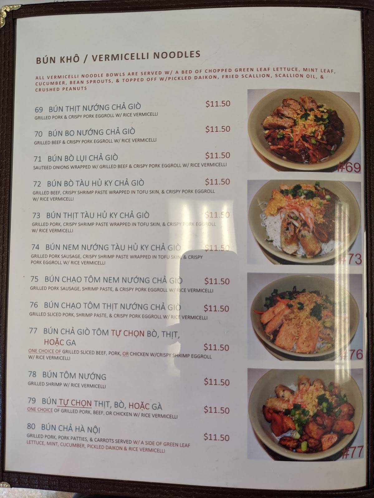 Menu at Com Tam Thuan Kieu Restaurant, Tucson