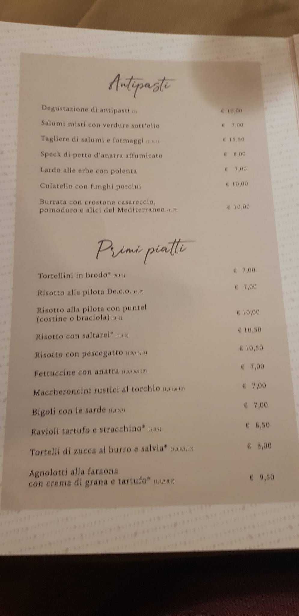 Menu da Trattoria al Macello ristorante, Castel D'ario