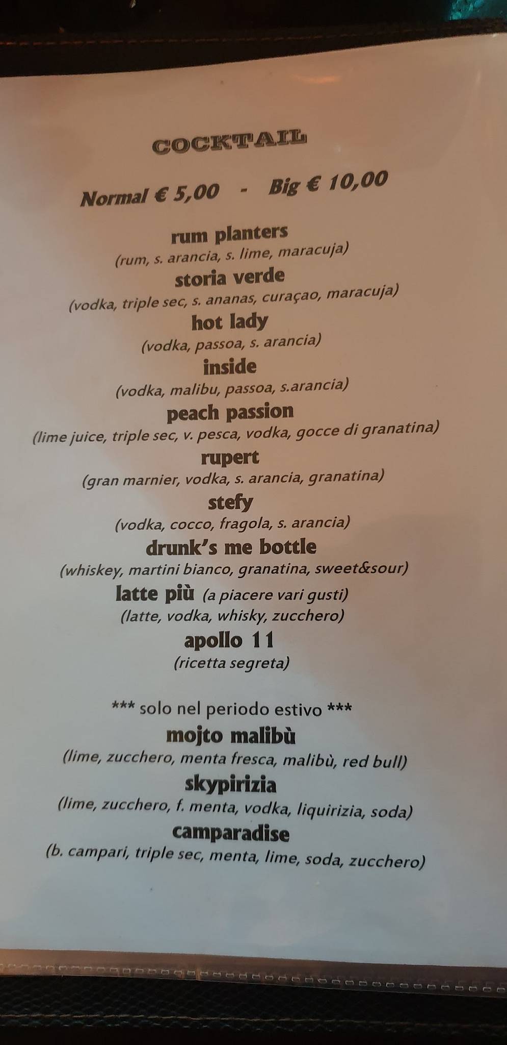 Menu at Beer belly drink and food pub & bar, Castellanza