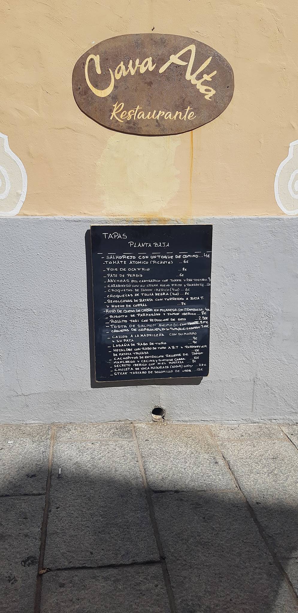 Carta de Cava Alta - Restaurante, San Lorenzo de El Escorial, Calle ...