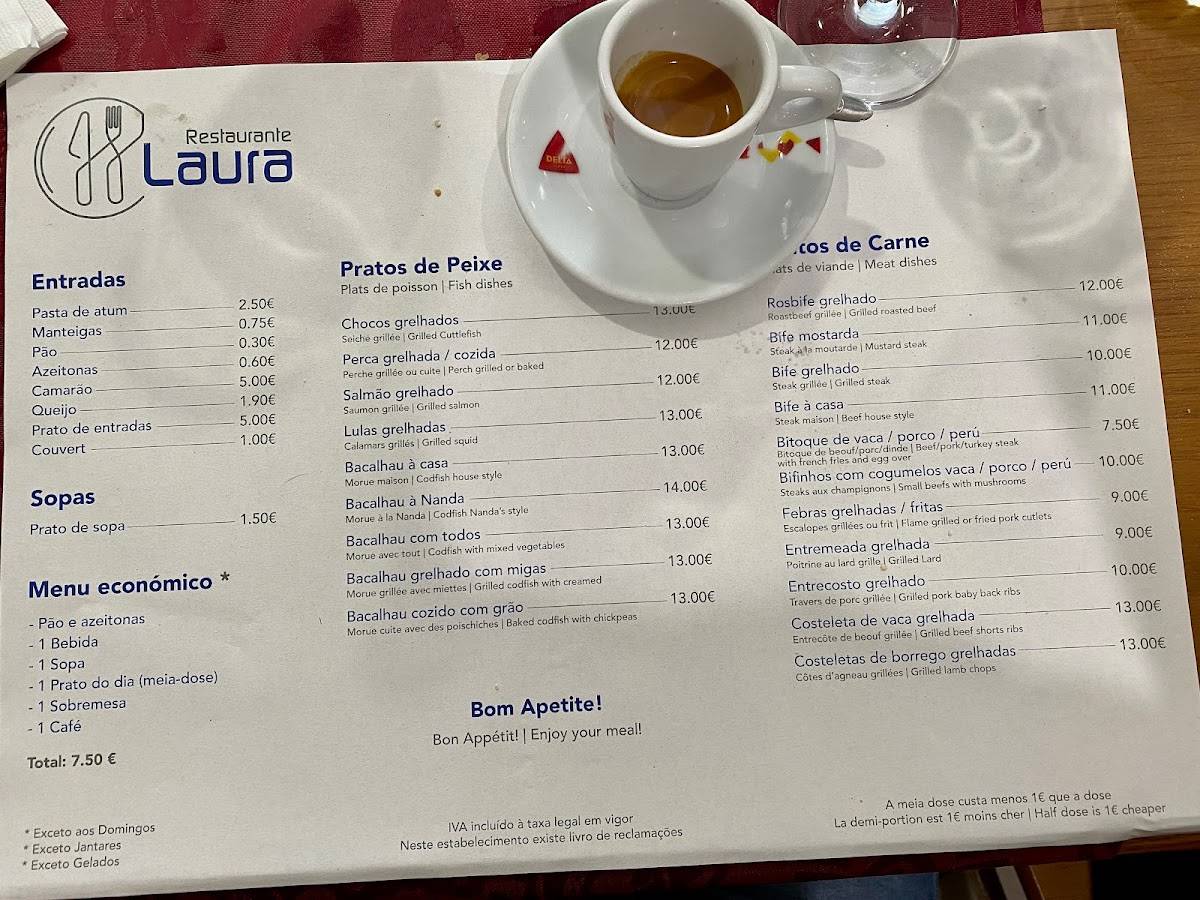 Menu em Restaurante Laura, Caxarias