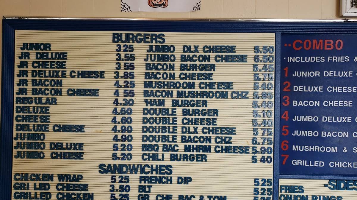 Menu at Bill & Bea's Drive In restaurant, Centralia