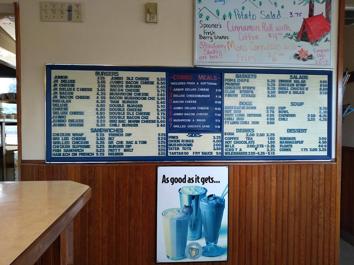 Menu at Bill & Bea's Drive In restaurant, Centralia