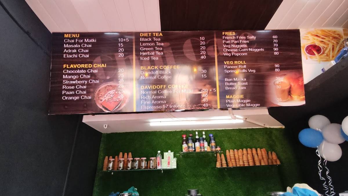 Menu at Chai cafe, Dharwad