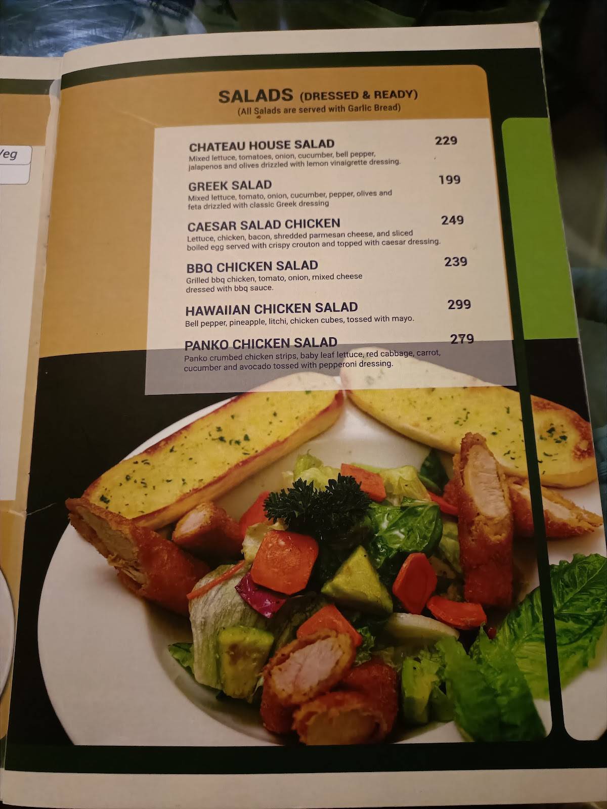 Menu at Château Dé Café, Hyderabad