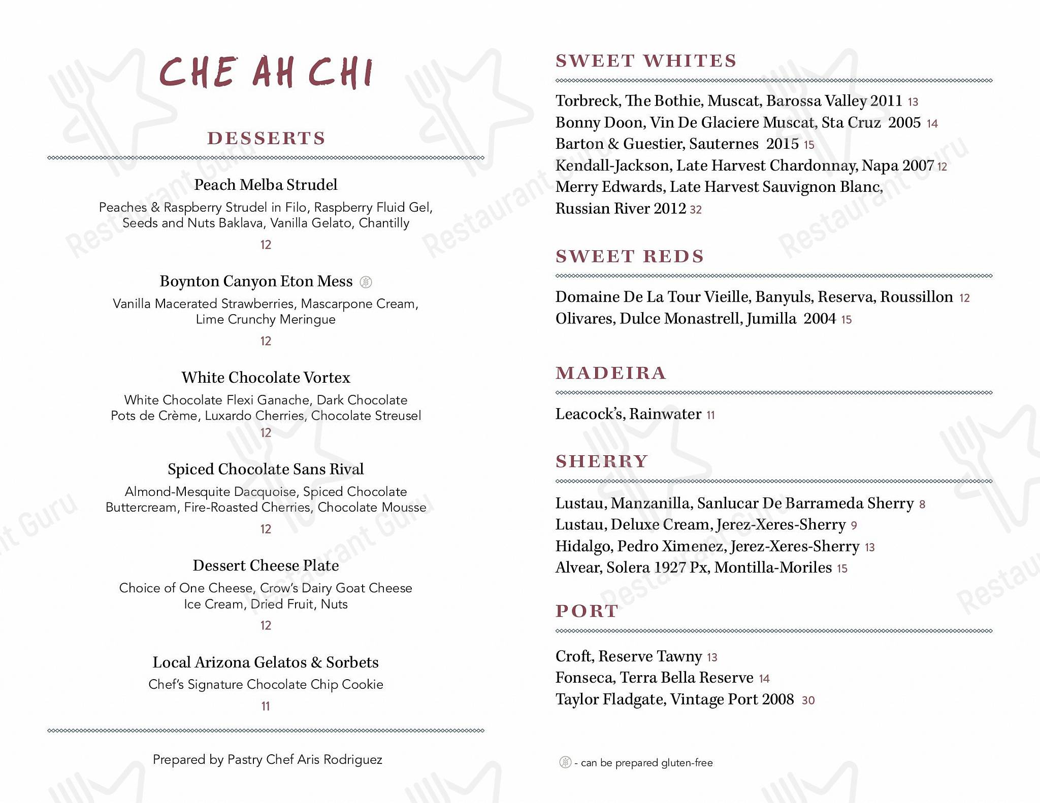 Menu at Che Ah Chi pub & bar, Sedona