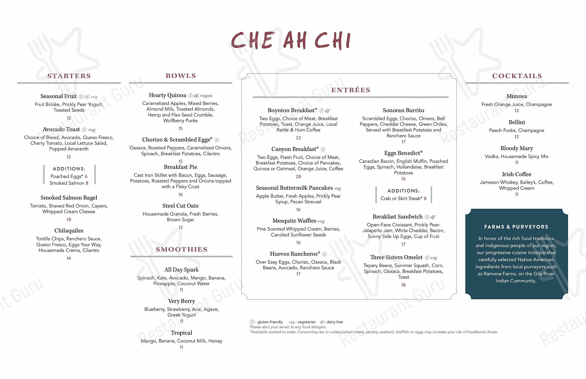 Menu at Che Ah Chi pub & bar, Sedona