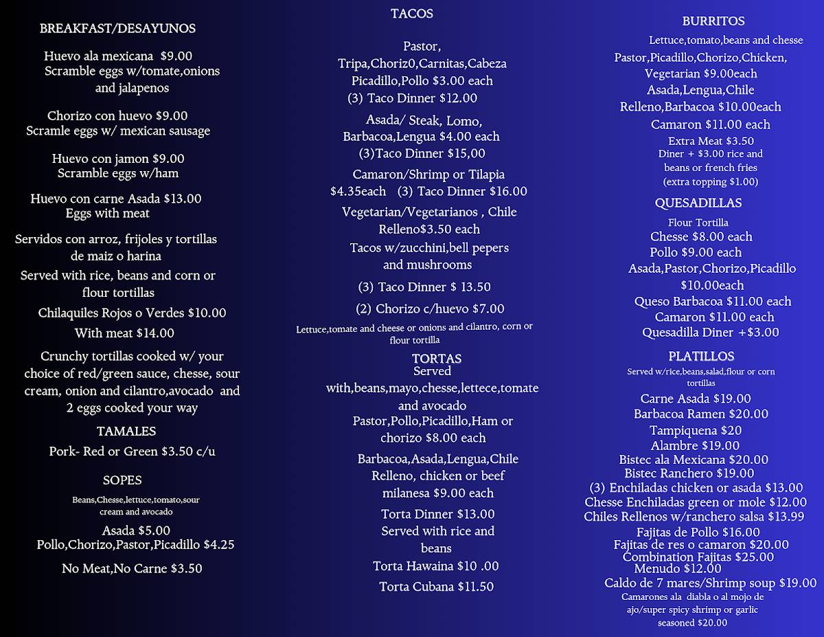 Menu at , Chicago