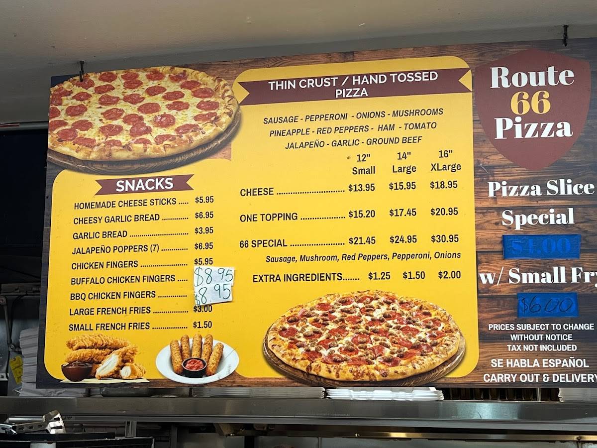 Menu at Route 66 Pizza pizzeria, Chicago, S Indianapolis Ave