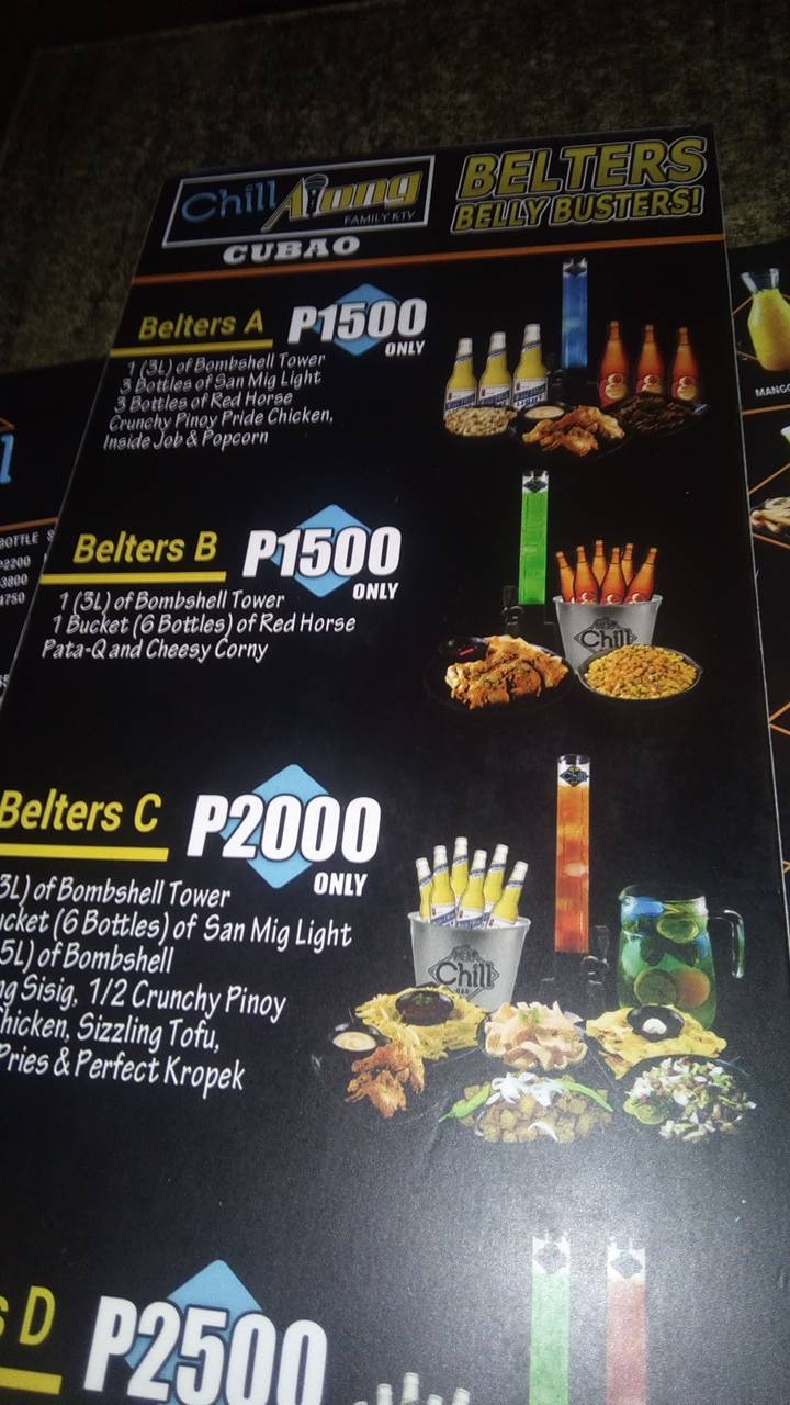 Menu at Chill Top Cubao - Roofdeck Restobar, Quezon City, 266 P. Tuazon ...