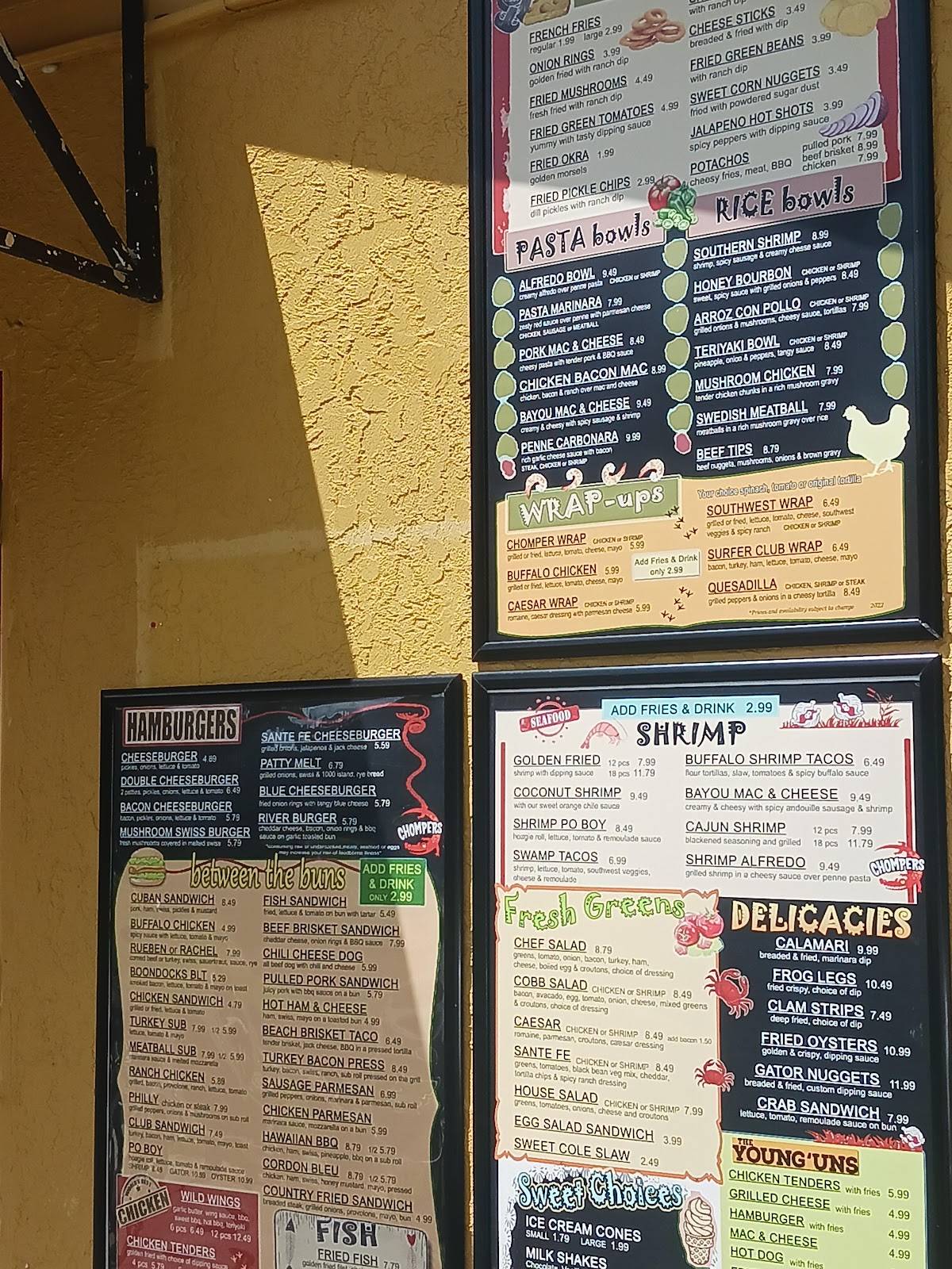 Menu at Chompers Diner restaurant, Fanning Springs