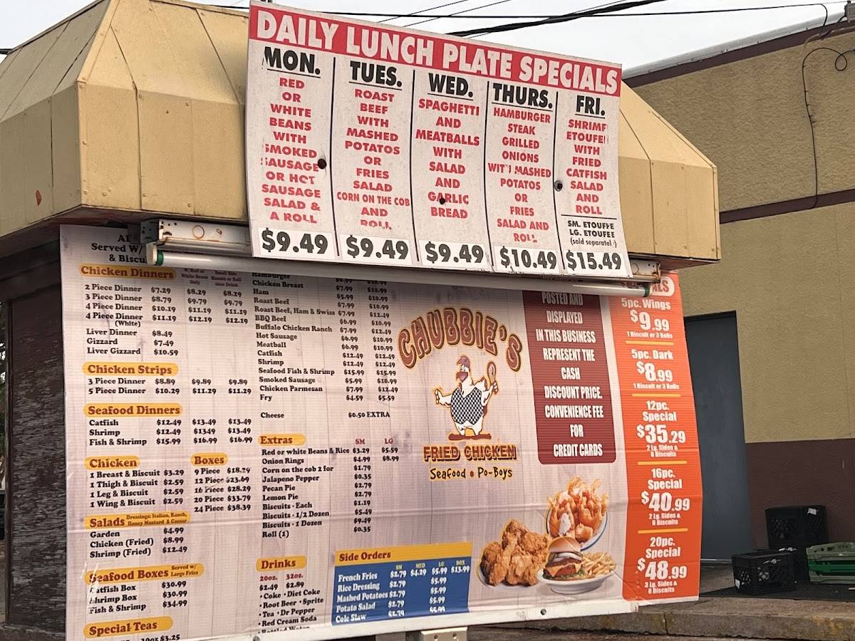 Menu at Chubbie's Fried Chicken fast food, New Orleans