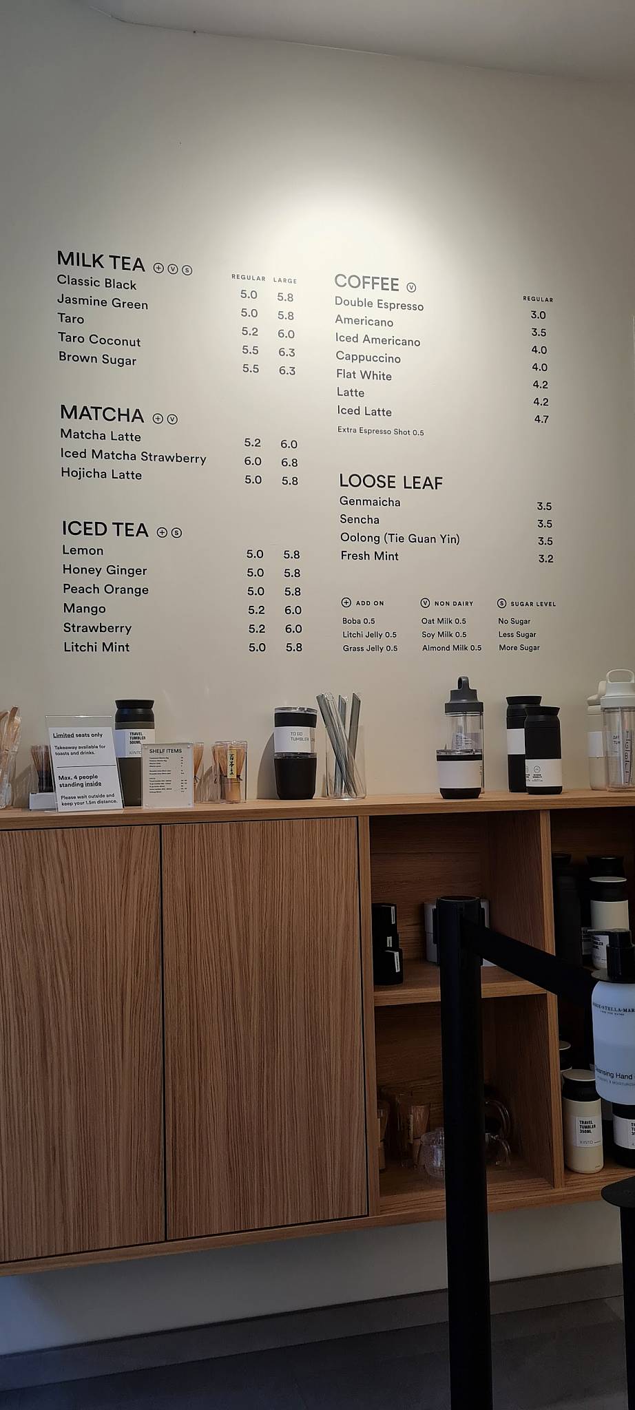 Menu at Chun Café, Amsterdam
