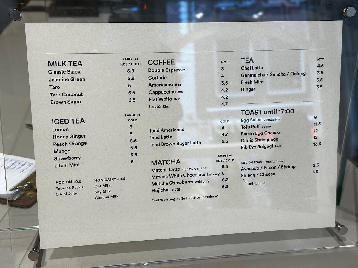 Menu at Chun Café, Amsterdam