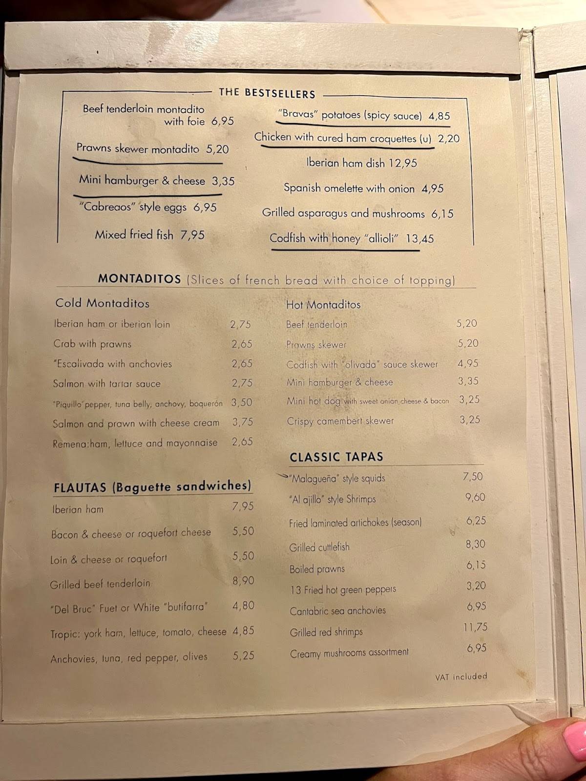 Menu at Ciutat Comtal pub & bar, Barcelona, Rambla de Catalunya