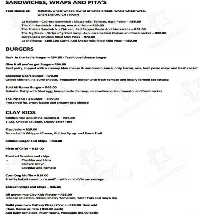 Menu at Create Red Barn - Irene, Olifantsfontein, 7 Nelson Road