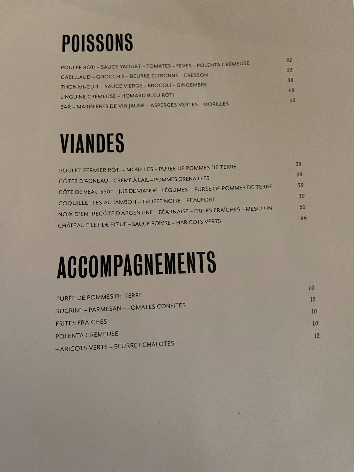 Menu at CoCo restaurant, Paris, Palais Garnier
