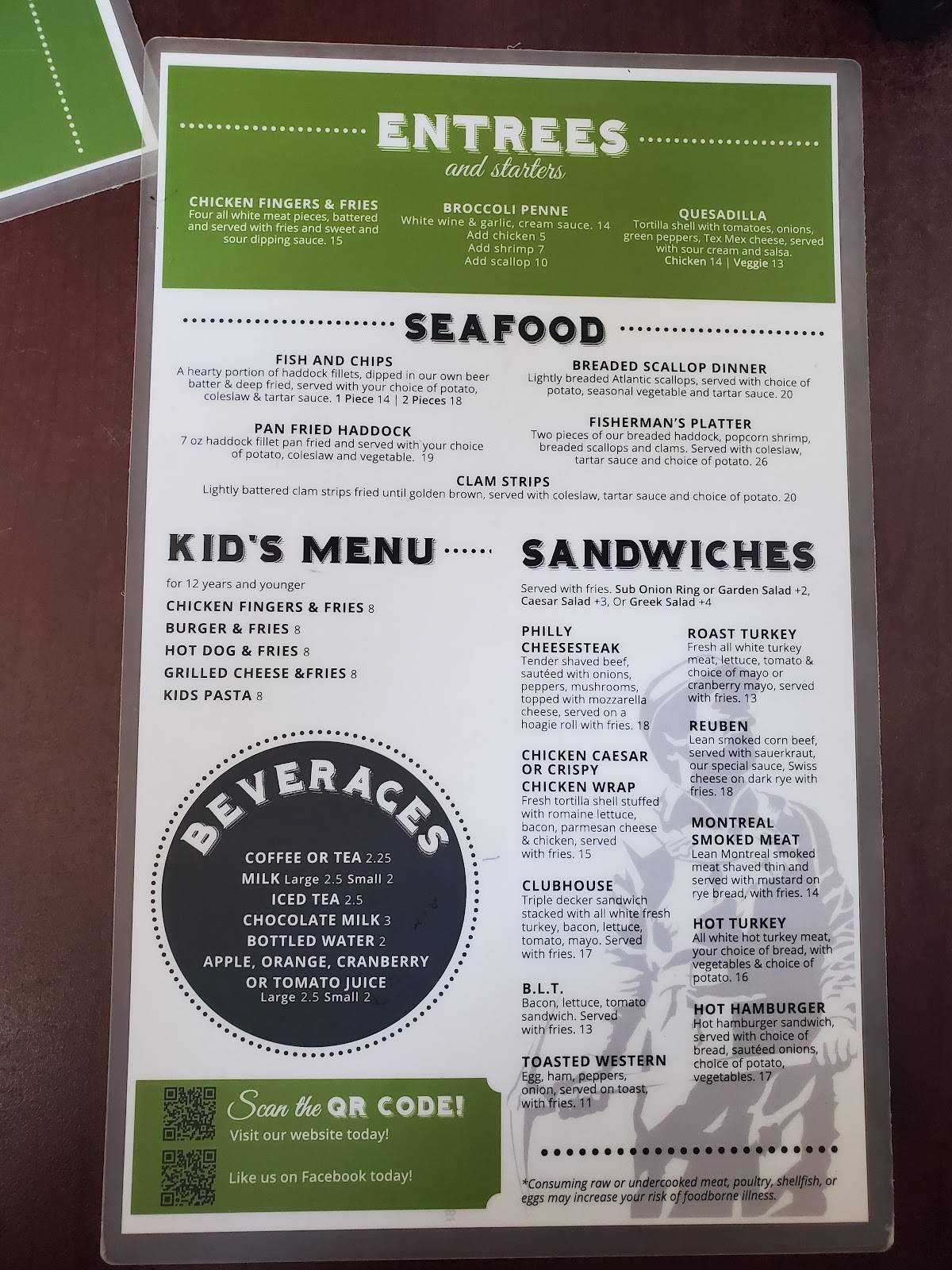 Menu at Coal Miners Cafe, Inverness, Central Ave