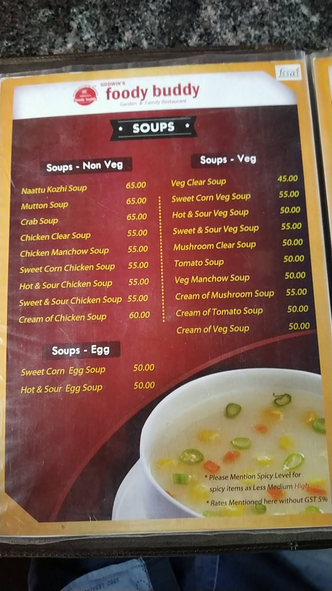 Menu at Foody Buddy, Coimbatore, Salem - Kochi Hwy