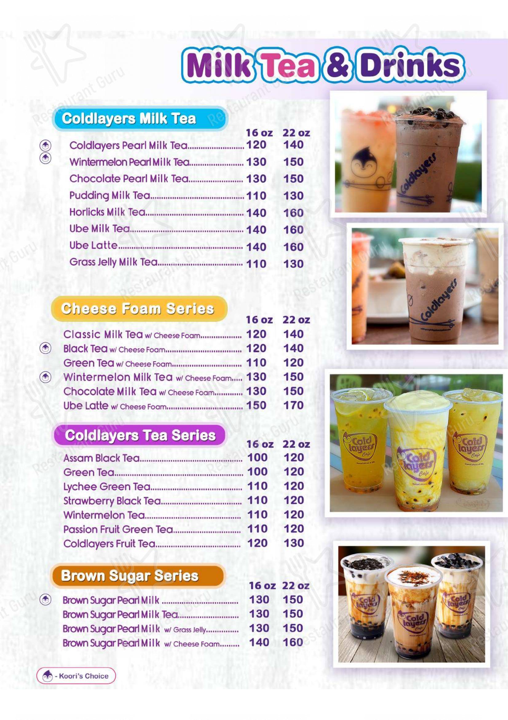 Carta de Cold Layers Cafe, Ciudad Quezon, 3rd Floor Fishermall