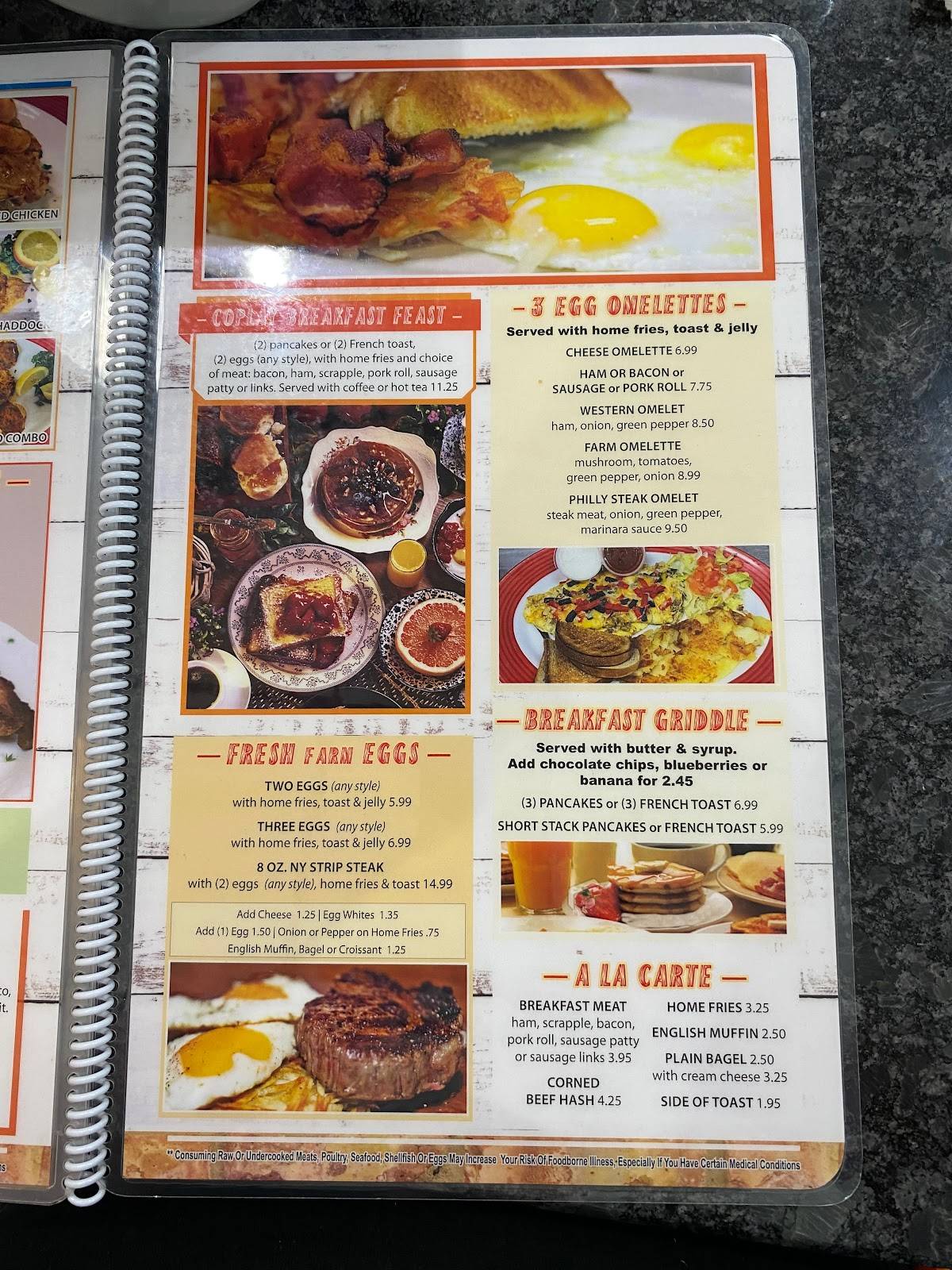 Menu at Coplay Eatery restaurant, Coplay