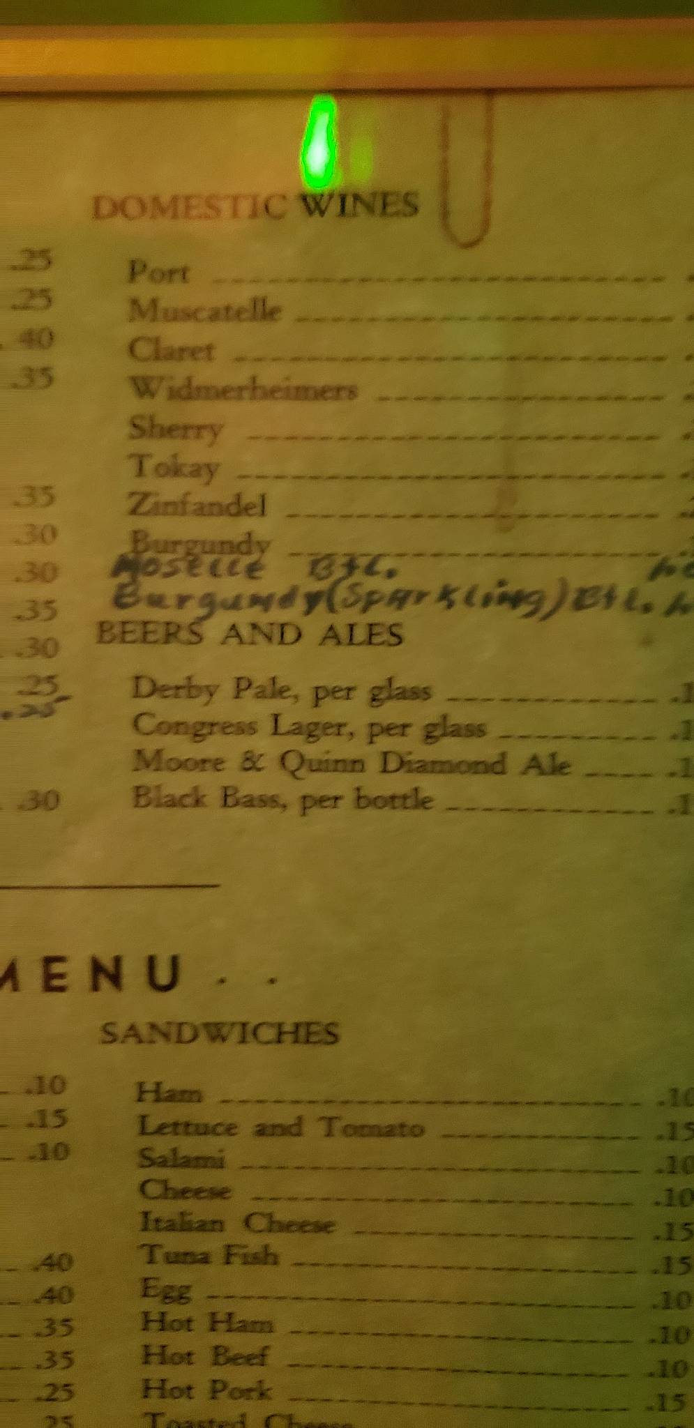 Menu at Green Arch Restaurant, Cortland